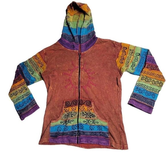 Vintage | Tops | Vintage 9s Boho Rainbow Jacket | Poshmark